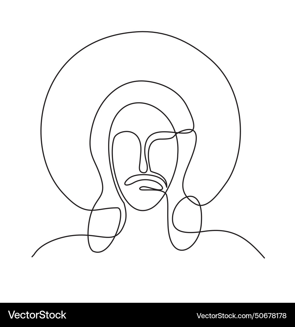 Continuous one line drawing of jesus christ head Vector Image