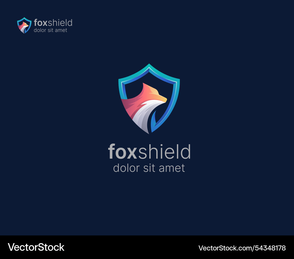 Creative colorful fox shield logo Royalty Free Vector Image