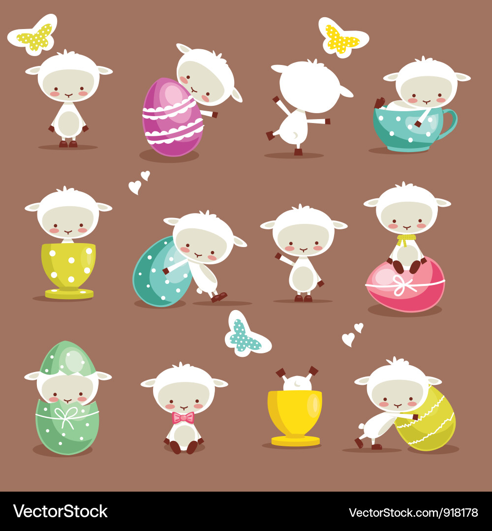 Cute easter character set Royalty Free Vector Image