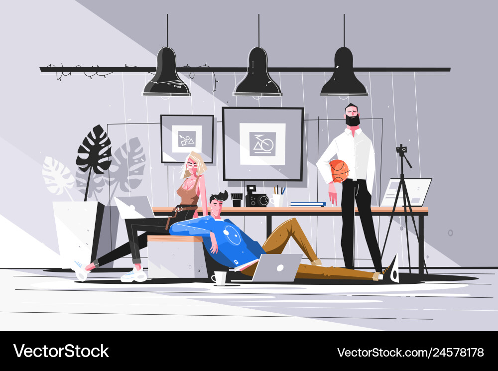 Designers working in studio Royalty Free Vector Image