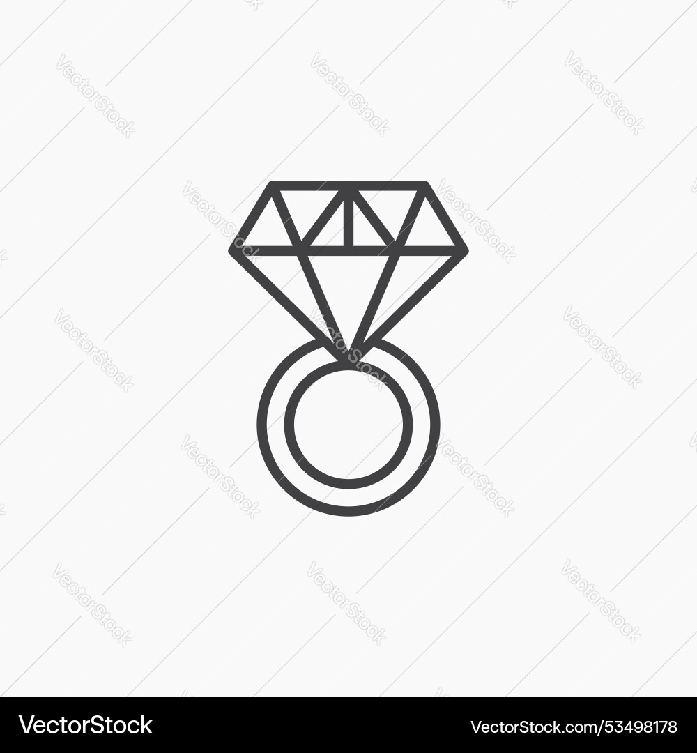 Diamond ringline in thin line black color flat Vector Image