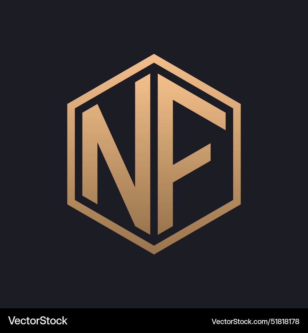 Elegant hexagon letter nf logo design initial Vector Image