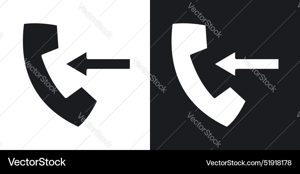 Incoming call icon set in solid black and white Vector Image