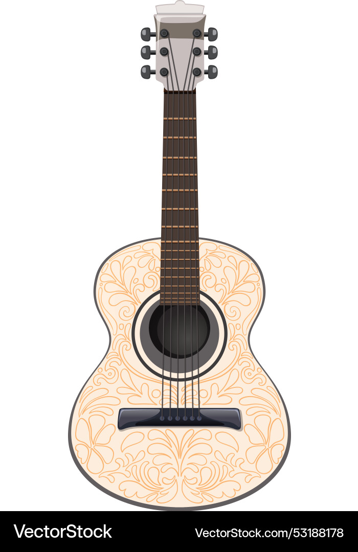 Intricate design on a traditional mexican guitar Vector Image