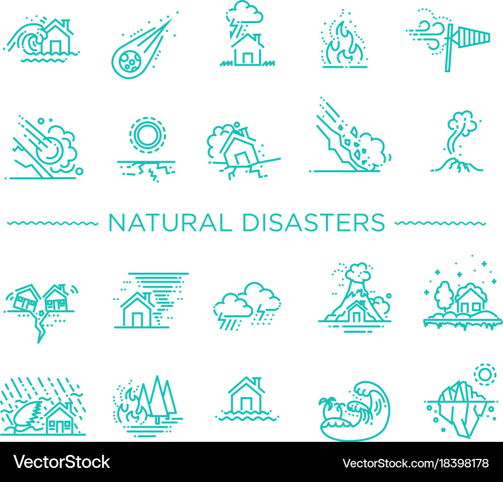 Natural disaster of thin line Royalty Free Vector Image