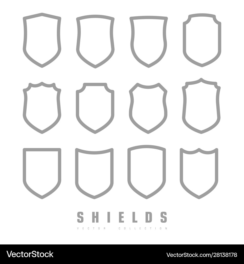 Protect guard shield plain line concept outline Vector Image