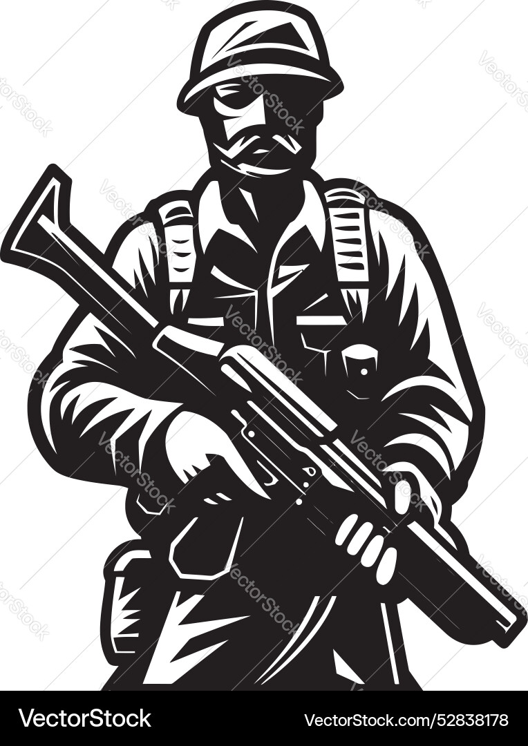 Rifle guardian assault symbol defenders Royalty Free Vector