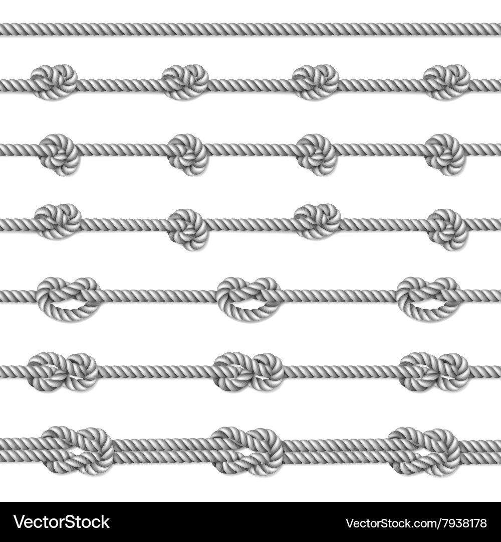 White twisted rope border set Royalty Free Vector Image
