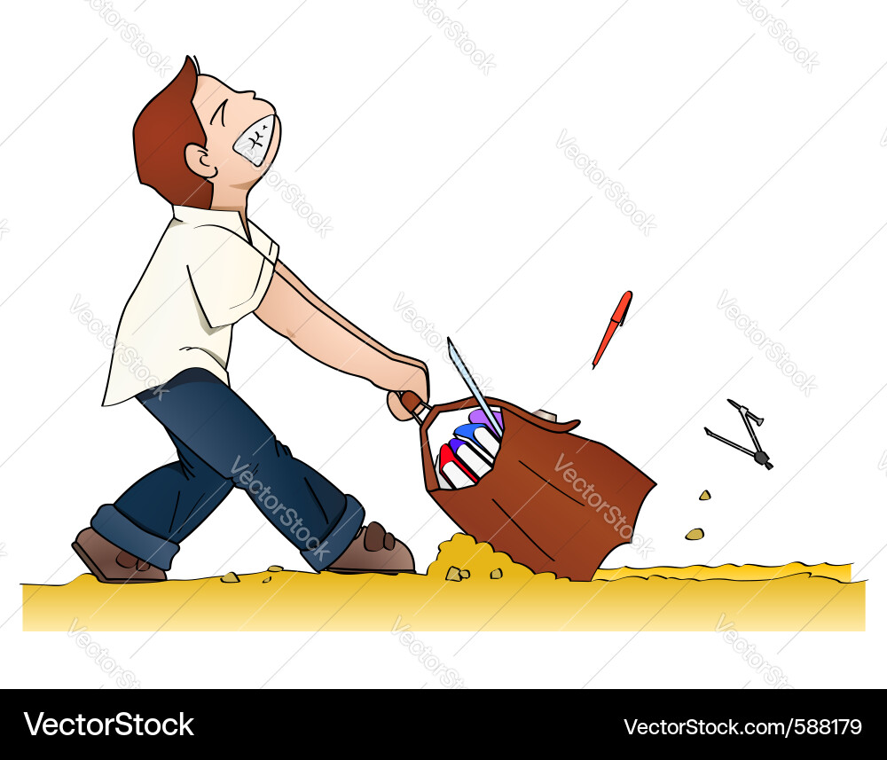 Boy Carrying Heavy School Bag Royalty Free Vector Image