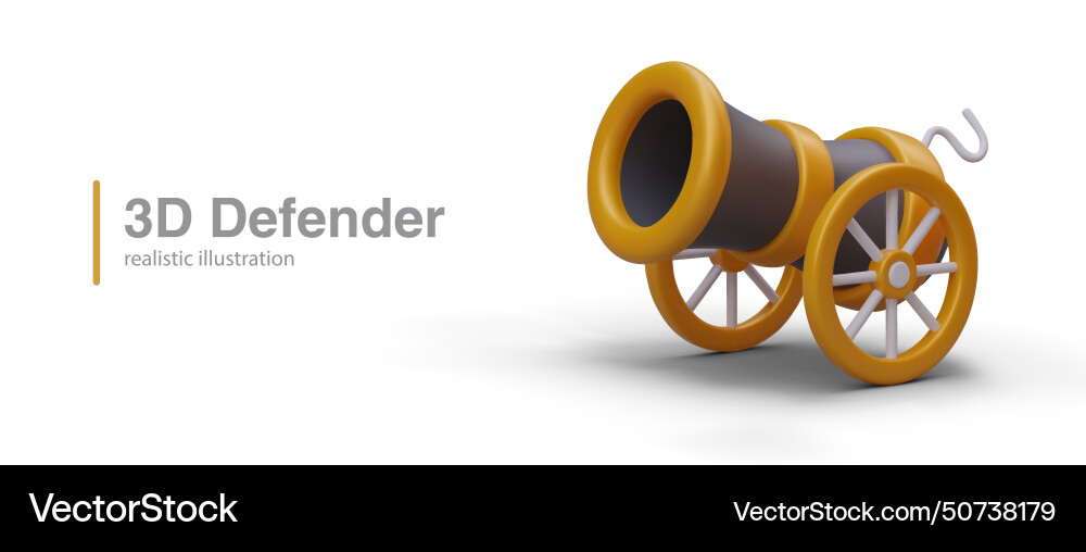 Defender concept realistic wheel cannon ready Vector Image
