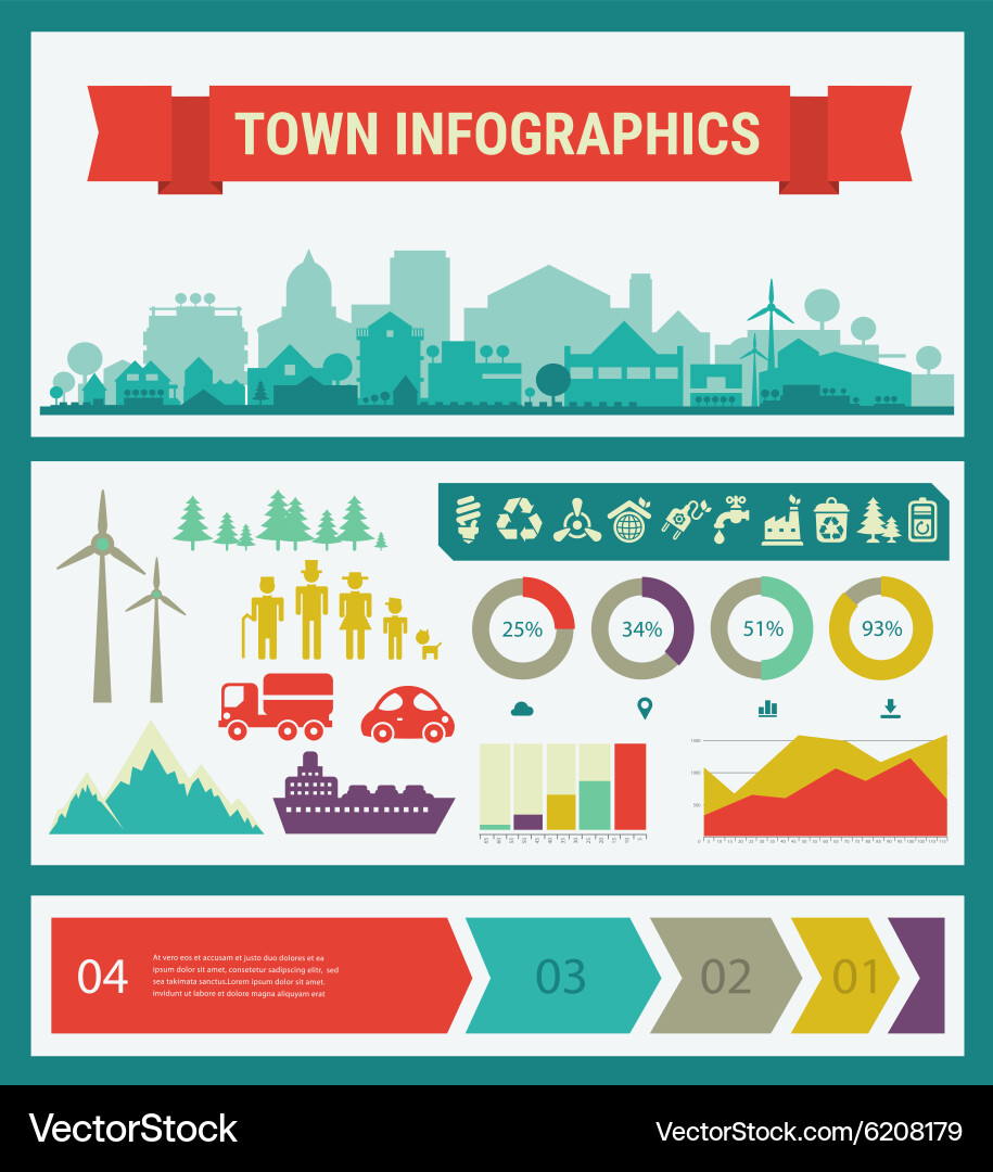 Infographics town and village Royalty Free Vector Image