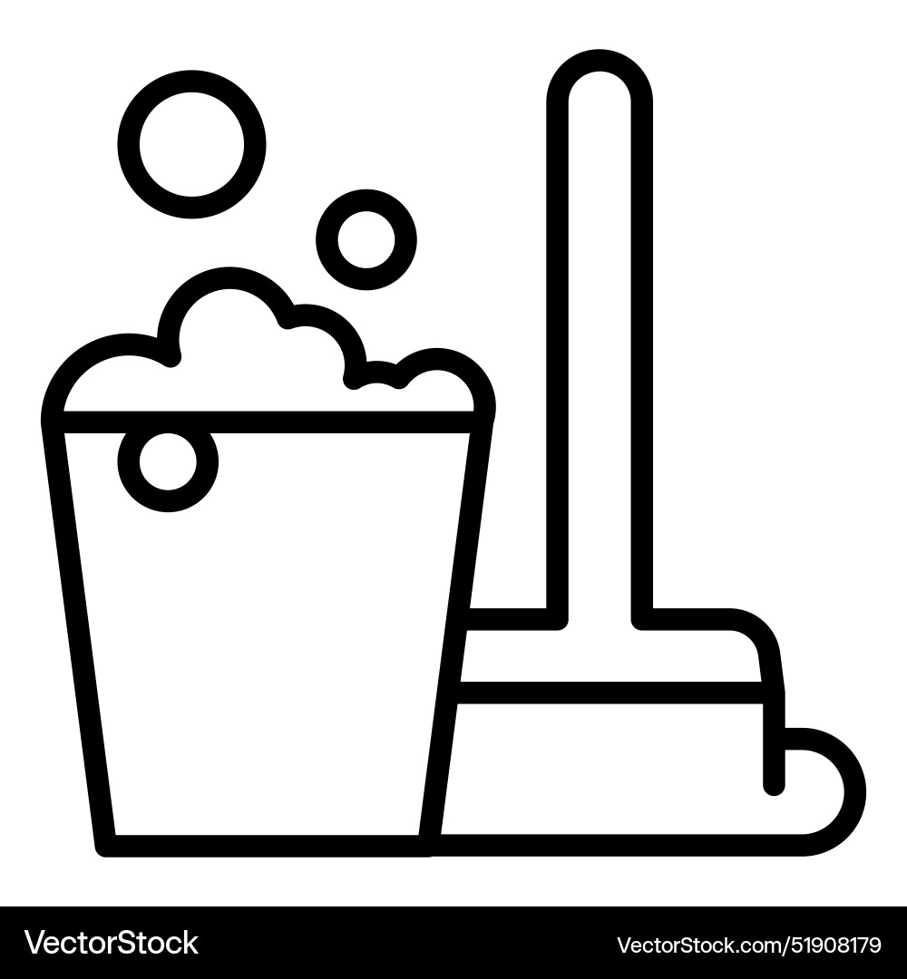 Mop and bucket icon in thin line style graphic Vector Image