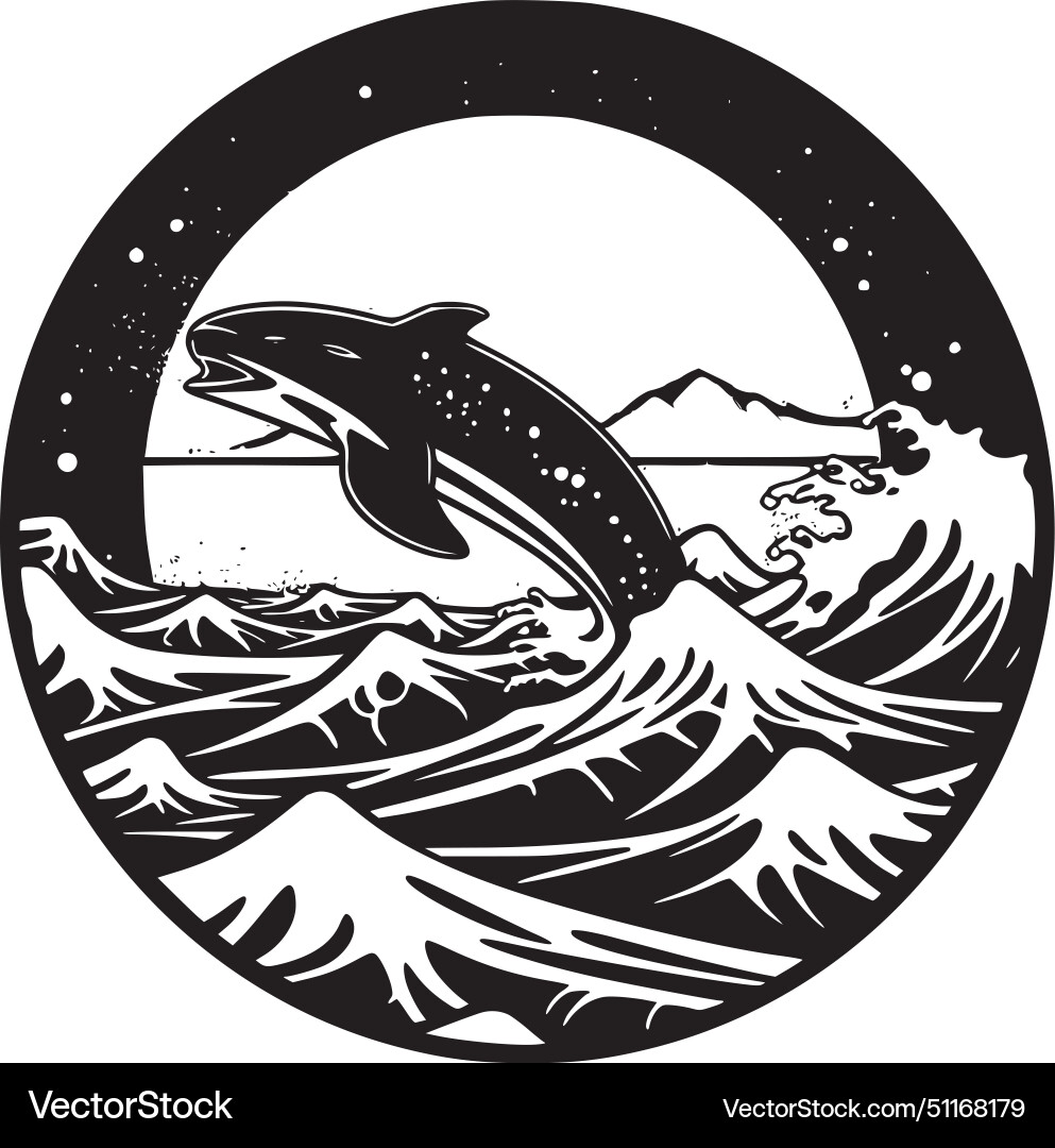 Ocean - black and white isolated icon Royalty Free Vector