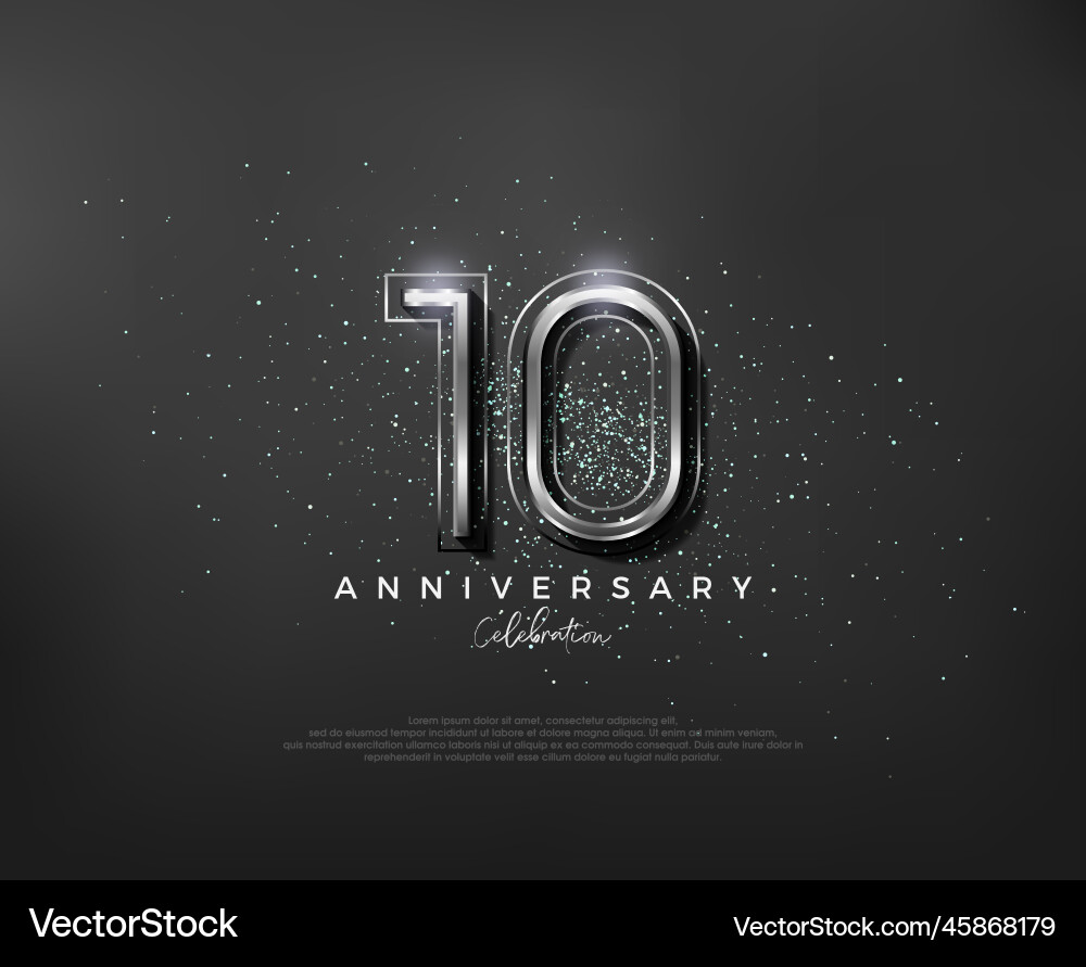Silver metallic number design premium 10th Vector Image