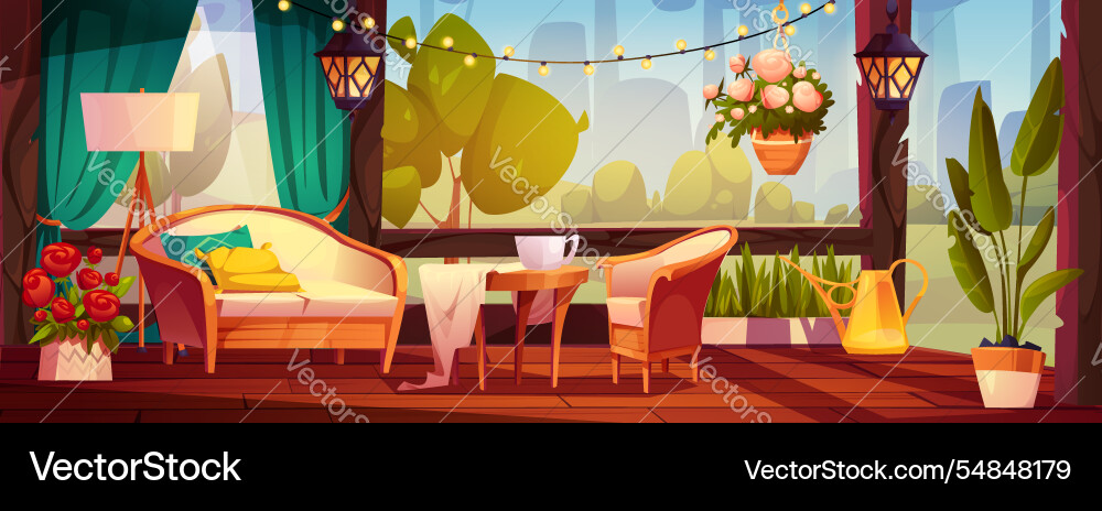 Terrace garden patio setting Royalty Free Vector Image