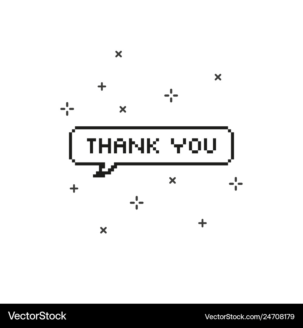 Danke in der Sprachblase 8 Bit Pixel Art Vektorbild