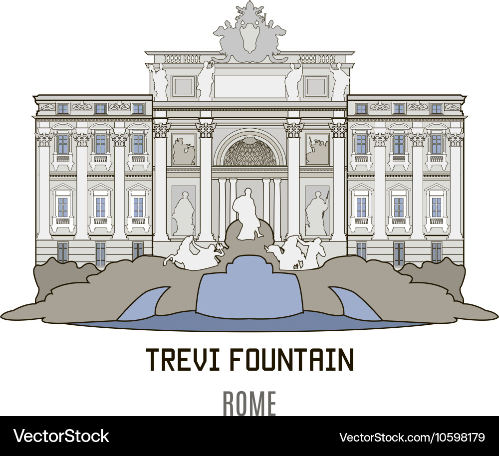 Trevi Fountain, Rome Royalty Free Vector Image