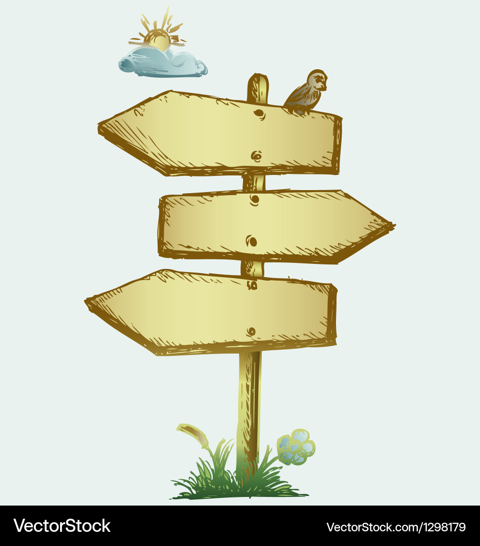 Wooden arrow board Royalty Free Vector Image - VectorStock