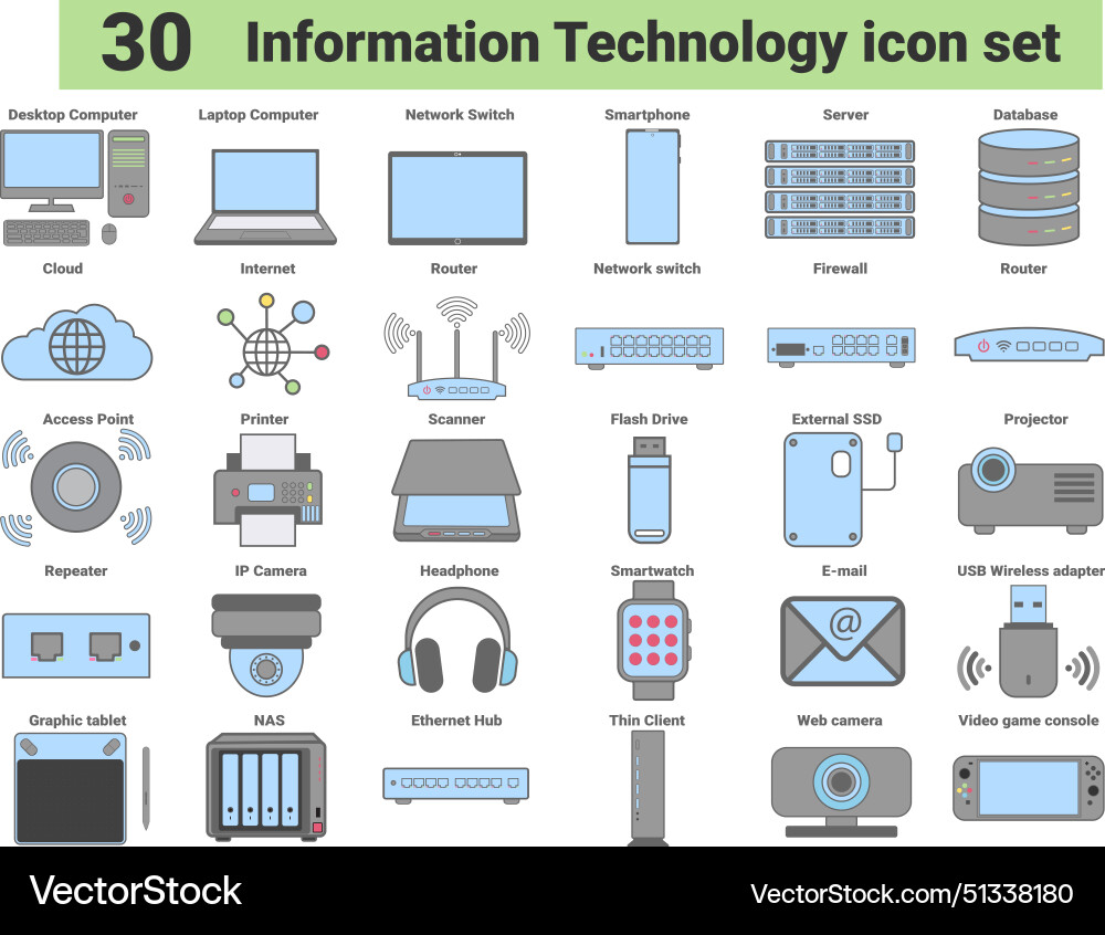 30 icons set of information technology Royalty Free Vector