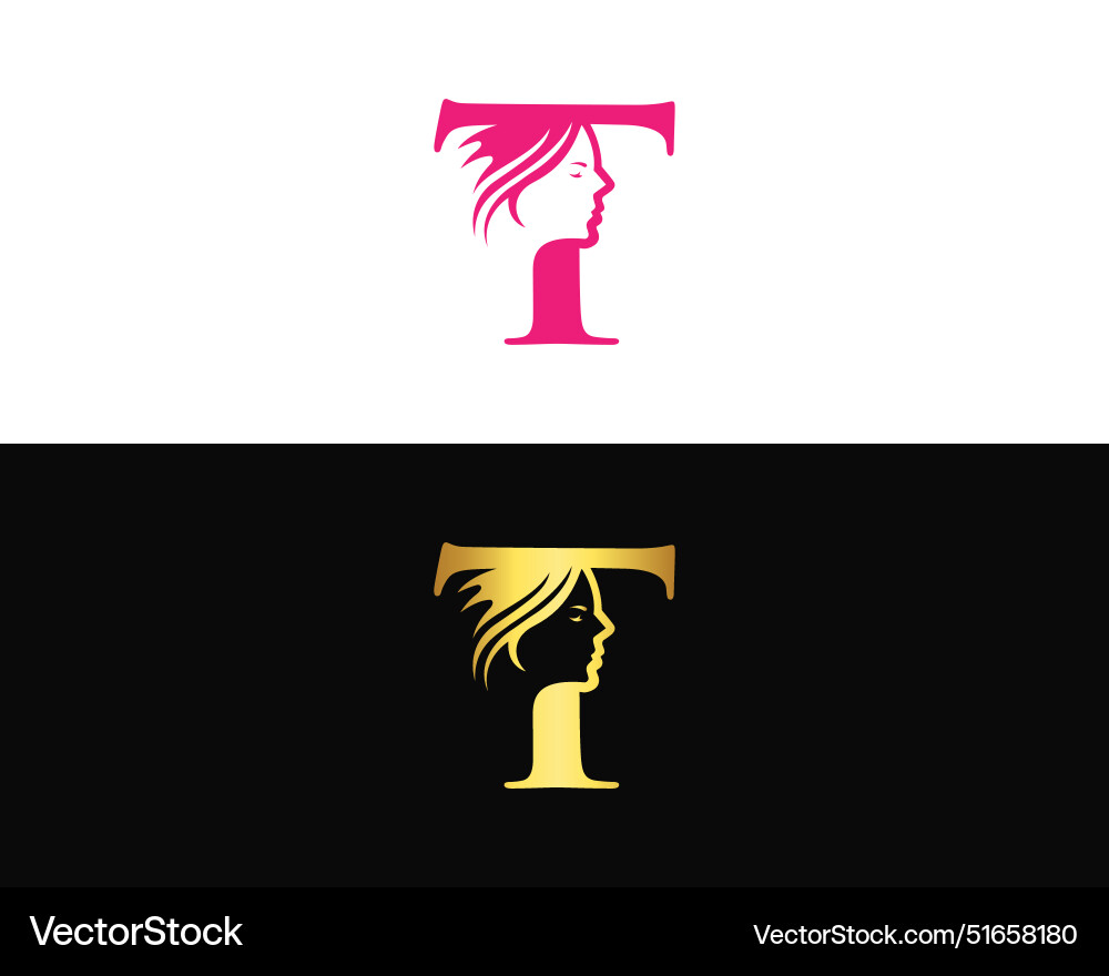 Abstract letter t with beauty concept logo design Vector Image