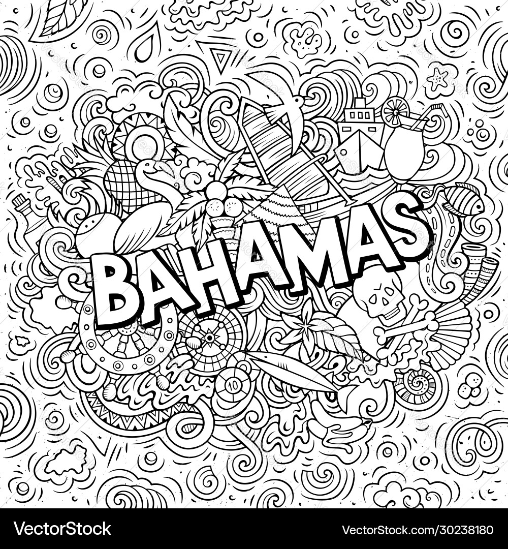 Bahamas hand drawn cartoon doodles Royalty Free Vector Image