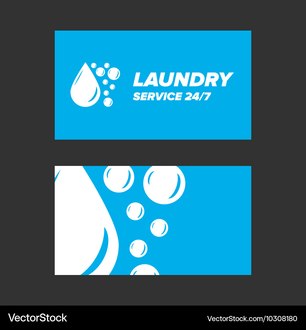Blue laundry service business card Royalty Free Vector Image