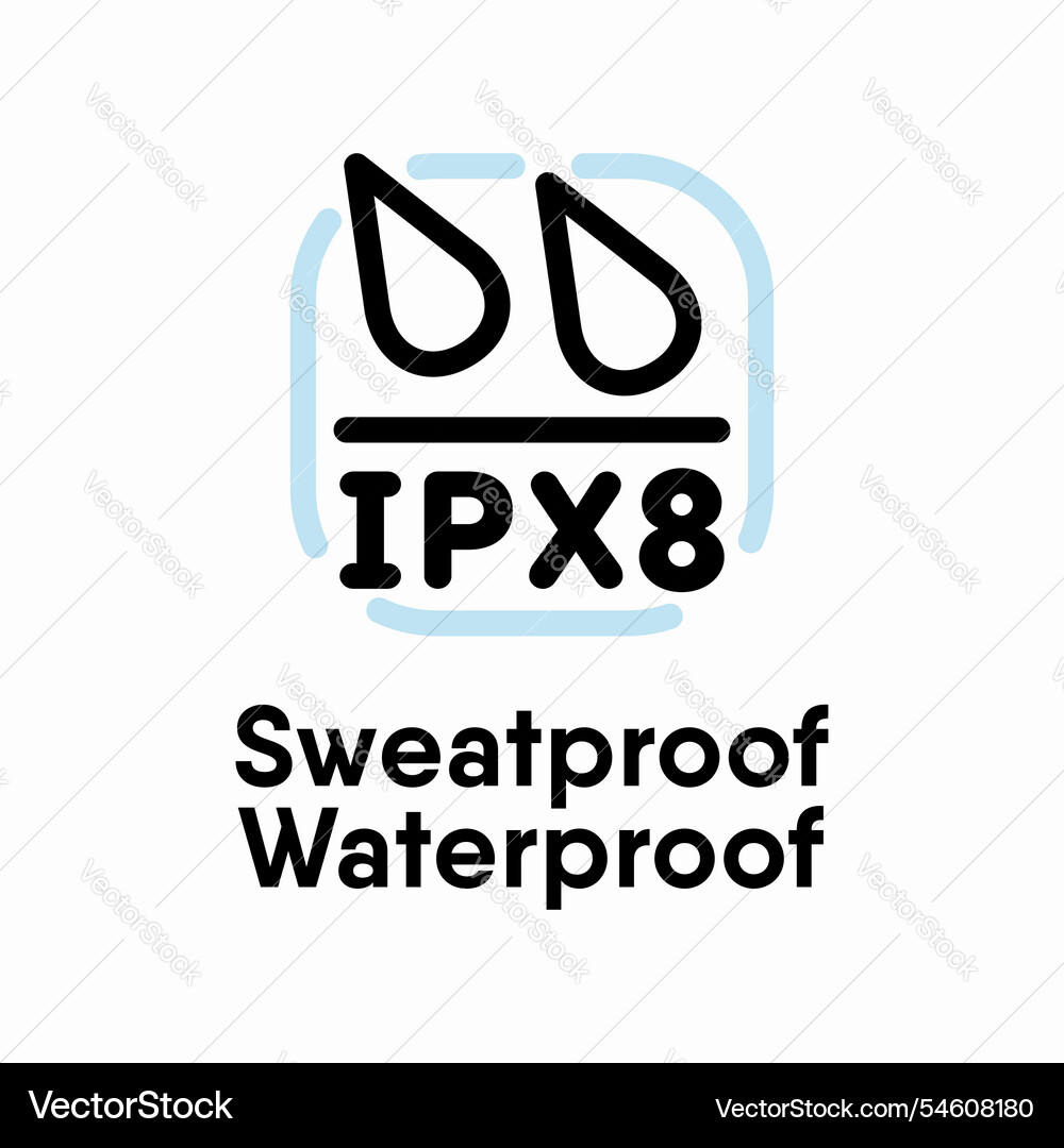 Ipx8 sweatproof waterproof information sign Vector Image
