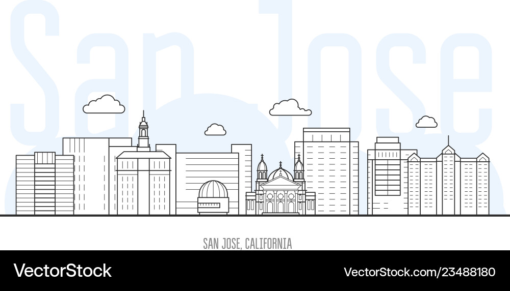 San jose city skyline - cityscape Royalty Free Vector Image