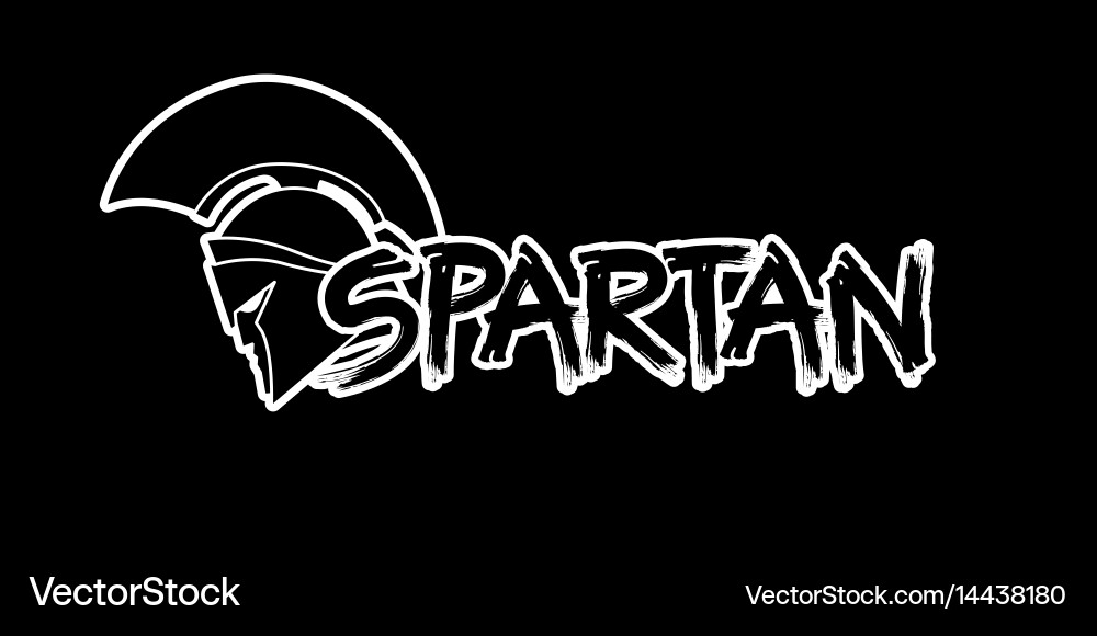 Spartan warrior helmet with brush font Royalty Free Vector
