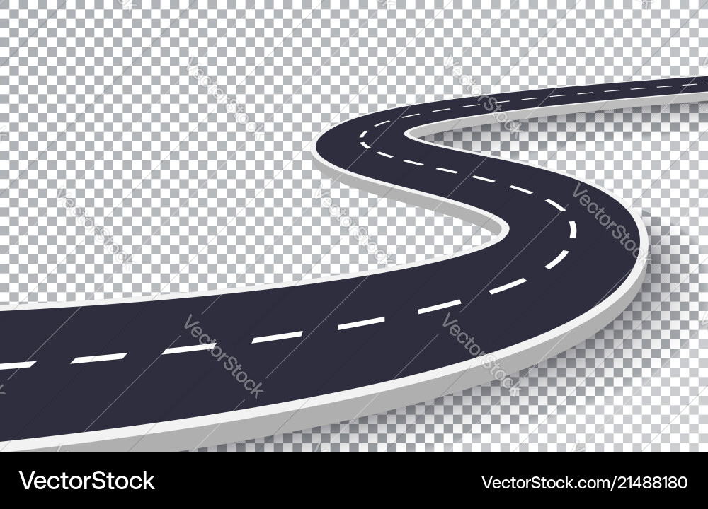 Winding road isolated transparent special effect Vector Image