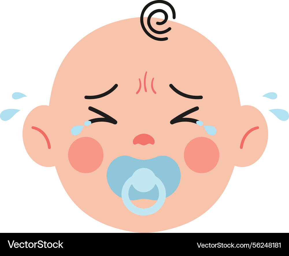 Crying baby with pacifier in flat art style Vector Image