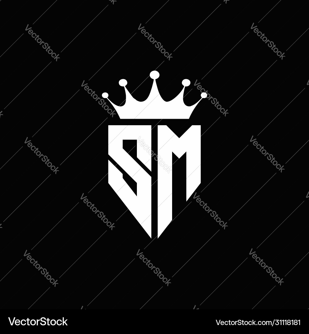 Sm logo monogram emblem style with crown shape Vector Image