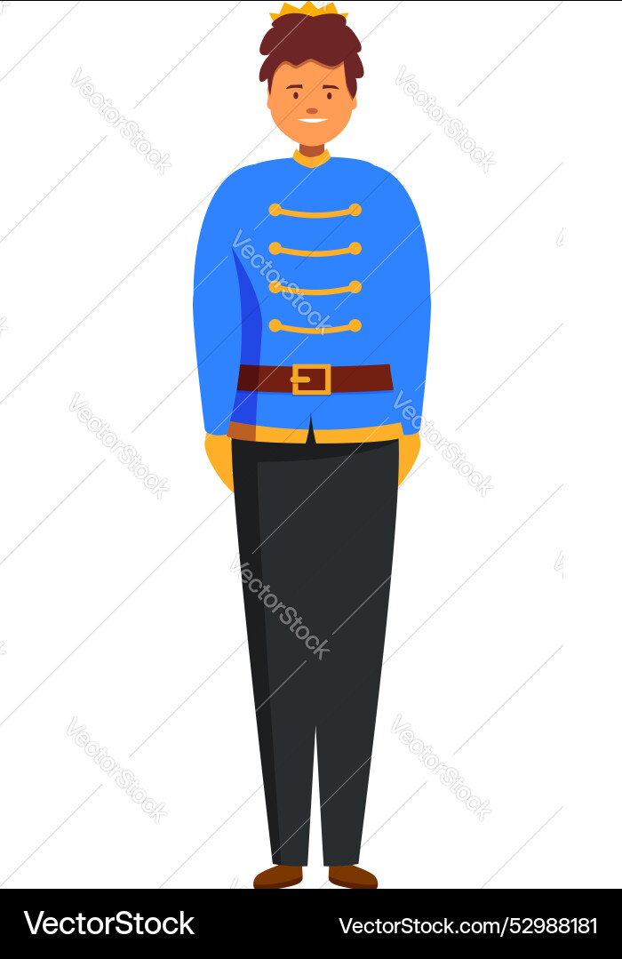 Young prince wearing blue uniform standing – Royalty-Free Vector ...