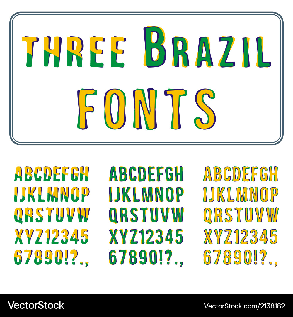 Brazil style font set hand drawn alphabet Vector Image