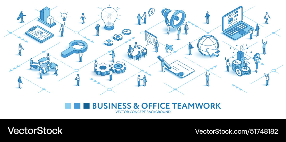 Business process office isometric seamless Vector Image