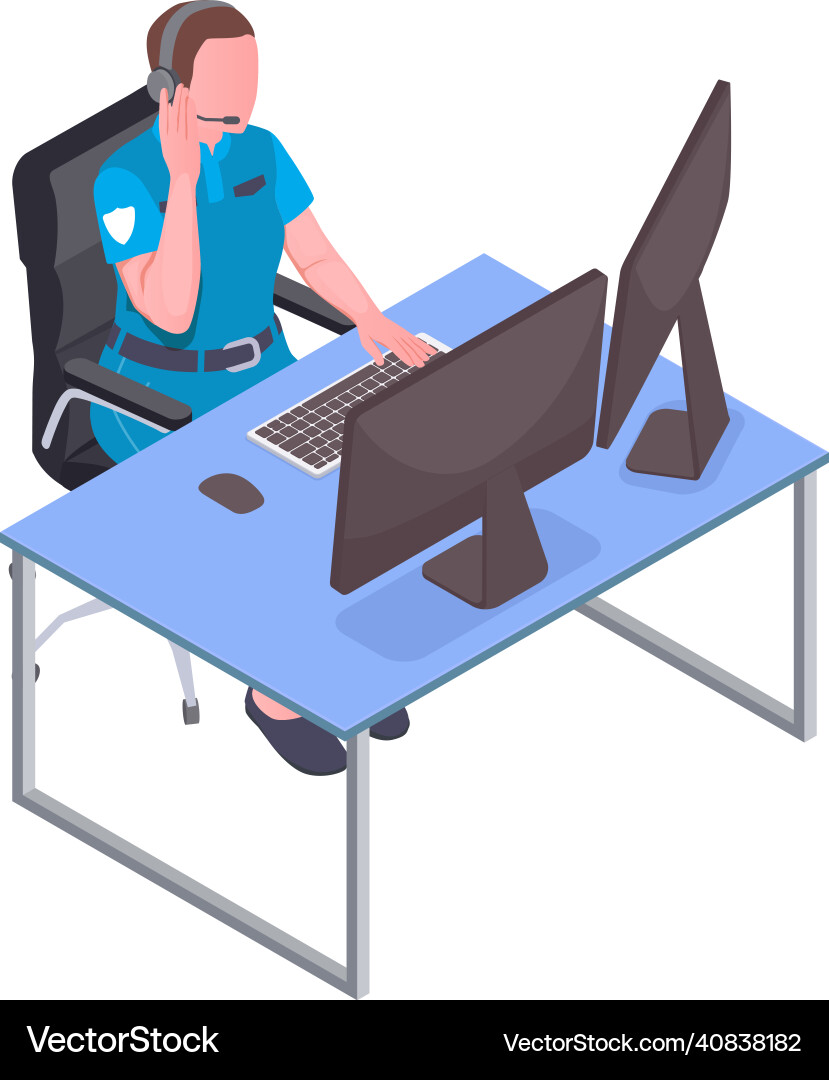 Emergency call worker composition Royalty Free Vector Image