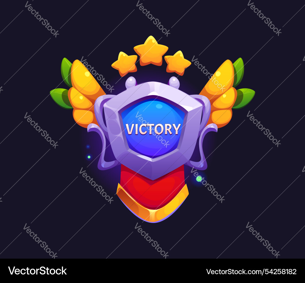 Game victory icon or award badge for arcade game Vector Image
