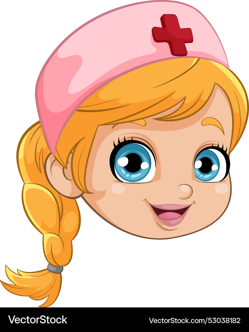 Happy nurse with a pink hat Royalty Free Vector Image