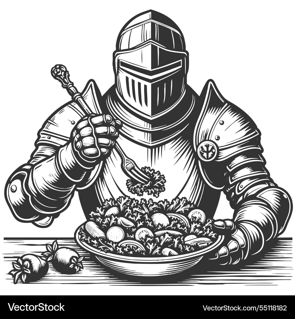 Knight eating salad Royalty Free Vector Image - VectorStock