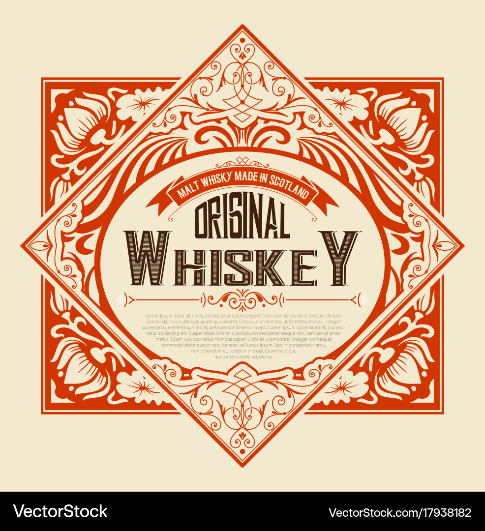 Old label design for whiskey and wine labe Vector Image
