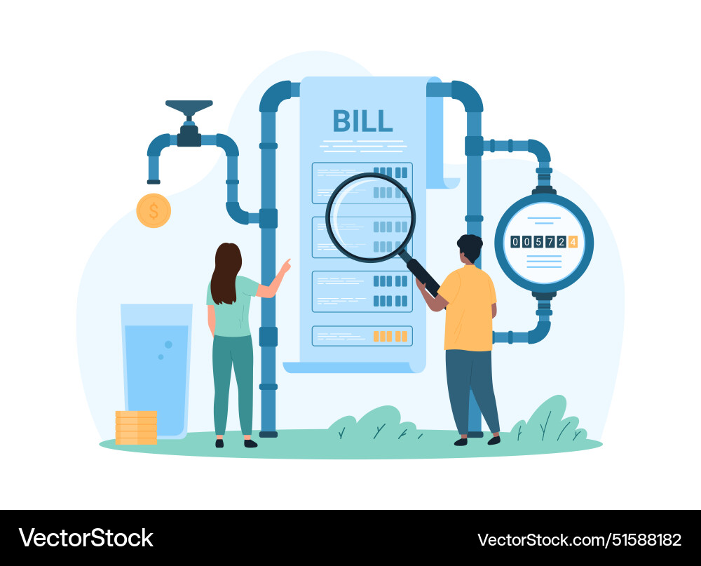 Payment of utility bill economy tiny people Vector Image