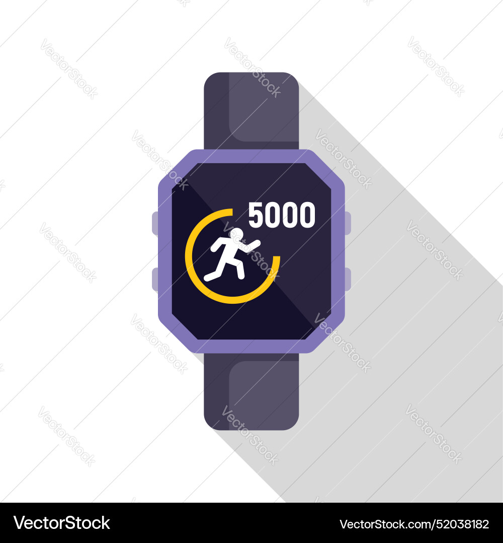 Smartwatch showing steps counter while tracking Vector Image