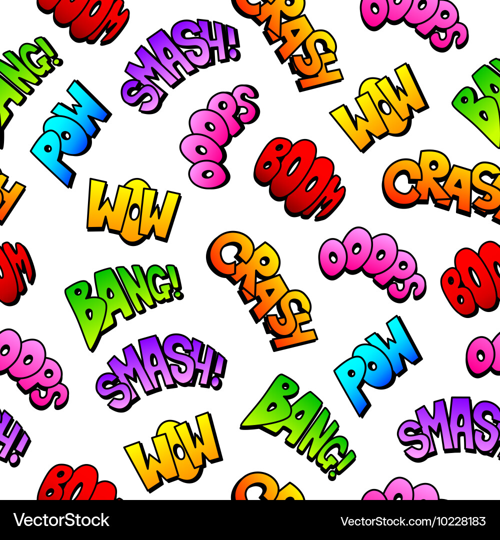 Comics seamless background from sound effects Vector Image