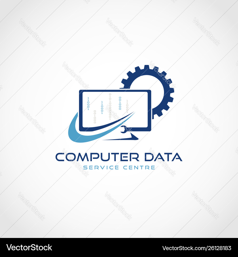 Computer data service logo design Royalty Free Vector Image