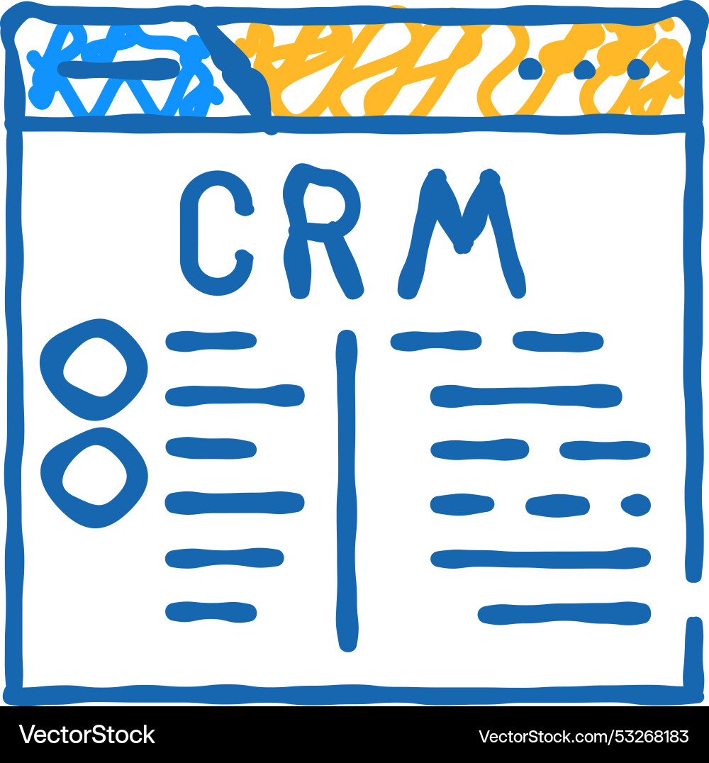 Crm system sign icon doodle Royalty Free Vector Image