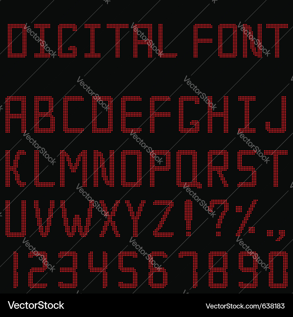 Digital font Royalty Free Vector Image - VectorStock