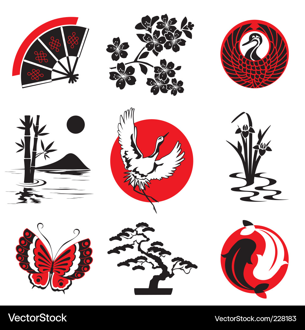 Japanese design elements Royalty Free Vector Image