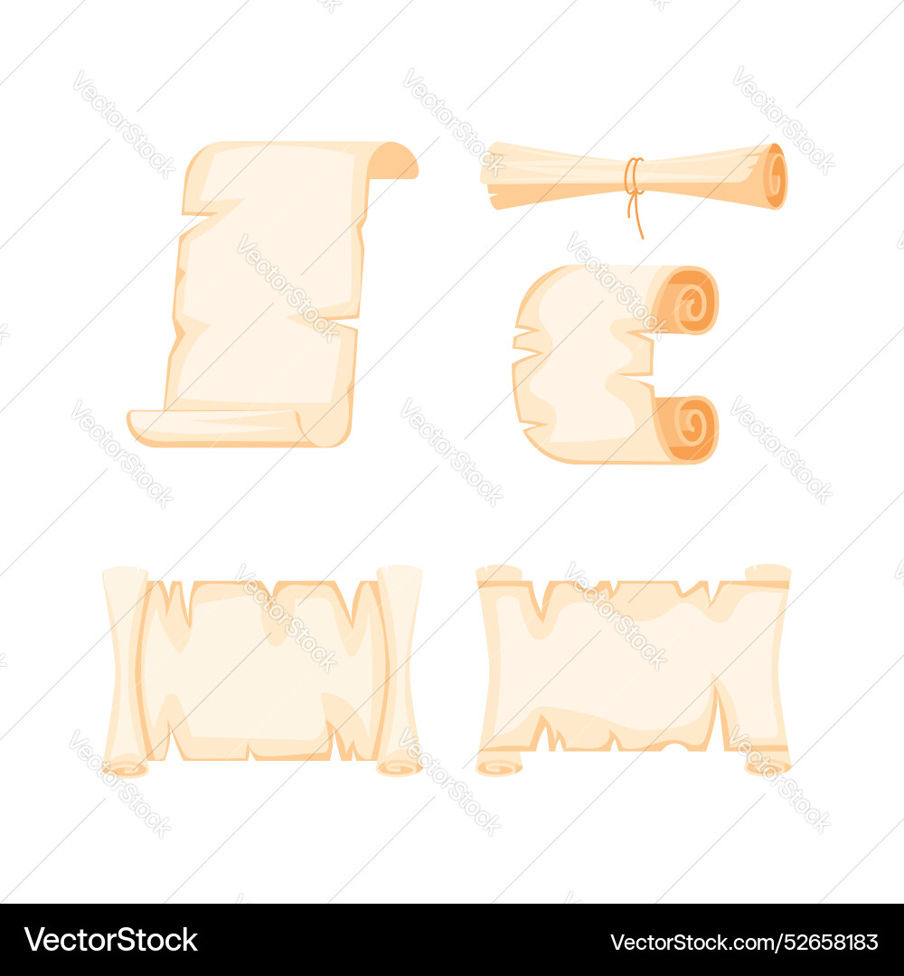 Set of old paper scrolls representing historical Vector Image