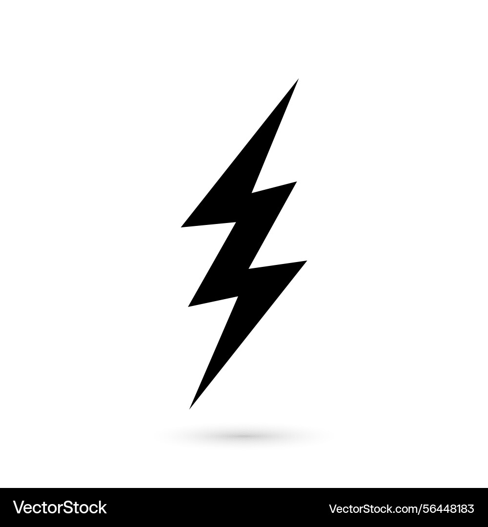 Sharp black lightning bolt icon with subtle shadow