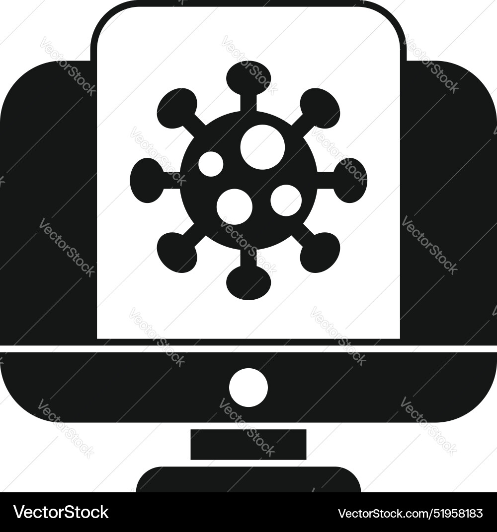 Simple black and white icon of a computer Vector Image
